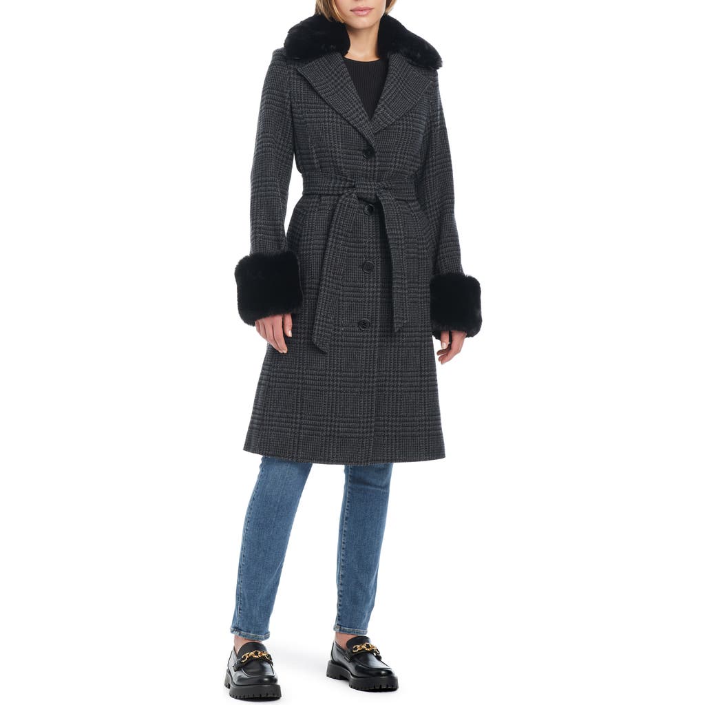 KATE SPADE NEW YORK Kate Spade New York Walker Belted Coat with Removable Faux Fur